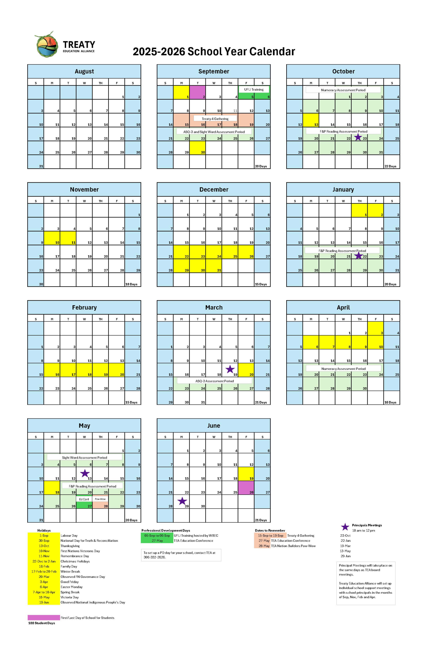 School Year Calendar - Treaty Education Alliance